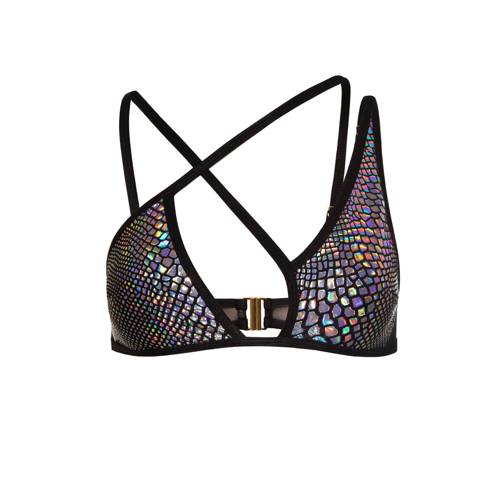 Unity Divided bikini top in python foil print – Meduza-swimwear